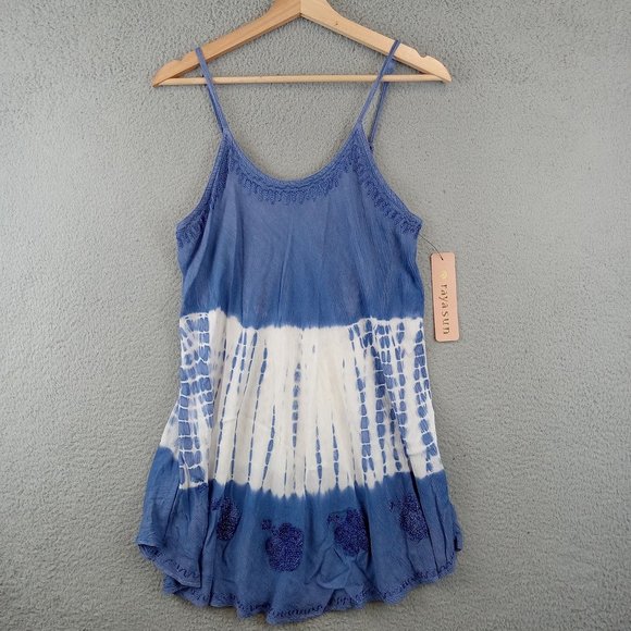 raya sun | Dresses | New Raya Sun Womens Blue Sleeveless Cotton Dress ...